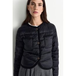 Richroyal Damen RICHROYAL Steppjacke geflochtene Saumabschl&uuml;sse, gerader Schnitt, leicht wattiert schwarz 36