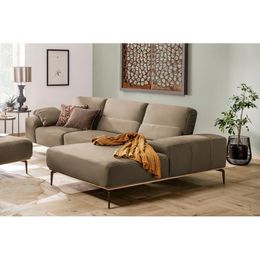 W.Schillig Ecksofa &raquo;run, Designsofa mit tollem Sitzkomfort, bequem, L-Form&laquo; mit Holzsockel, F&uuml;&szlig;e in Bronze pulverbeschichtet, Breite 319 cm beige 