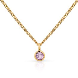 OROLINO Damen Kette mit Anh&auml;nger &raquo;Gold 585 mit pinkem Amethyst 5mm&laquo; gelb