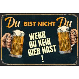 queence Metallbild &raquo;Bier Spruch Stahlschild Blechschild&laquo; 1 Stk. tlg. 20x30x0,2cm - mit 4 Lochbohrung schwarz Blech, Metall
