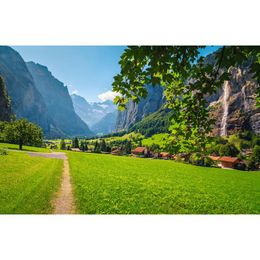 papermoon Fototapete &raquo;ALPEN-DORF im GEBIRGE&laquo; bunt Vlies