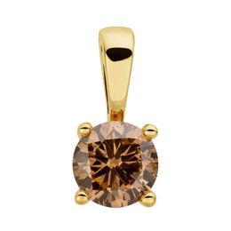 OROLINO Damen Kettenanh&auml;nger &raquo;585/- Gelbgold 1 Brill. 0,50ct. braun&laquo;