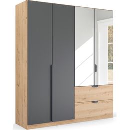Rauch Dreht&uuml;renschrank &raquo;Dark&Wood by Quadra Spin&laquo; im Industrial Style mit Schubk&auml;sten in Eiche Dekor, mit Spiegel braun Holzwerkstoff