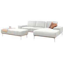 W.Schillig Ecksofa &raquo;run, Designsofa mit tollem Sitzkomfort, L-Form&laquo; mit elegantem Holzsockel, F&uuml;&szlig;e in Chrom gl&auml;nzend, Breite 279 cm wei&szlig; Longlife Xtra