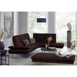 W.Schillig Ecksofa &raquo;broadway, Designsofa, mit tollem Sitzkomfort, L-Form&laquo; Sitztiefenverstellung, Kopfteil- & Seitenteilverstellung, Breite 284cm braun