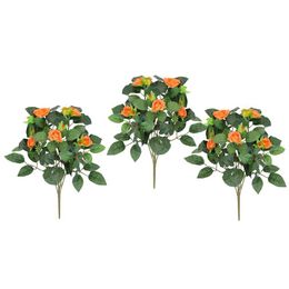 I.GE.A. Kunstblume &raquo;K&uuml;nstlicher Rosenbusch&laquo; Kunstrose Blume Strau&szlig; Bouquet Rosen Rosenbouquet Wildrose orange Polyester