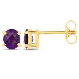 Vira Jewels Damen Paar Ohrstecker &raquo;925-Sterling Silber vergoldet Gl&auml;nzend Amethyst violett&laquo; gelb