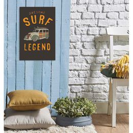 queence Metallbild &raquo;Surf Legend&laquo; 1 Stk. tlg. Stahlschilder orange
