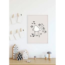 Komar Bild &raquo;Scribble Camel&laquo; Tiere 1 Stk. tlg. Wandbild zur Dekoration - ohne Rahmen wei&szlig; Holz, Papier