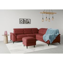 Sit & More sit&more Ecksofa &raquo;Sinatra L-Form&laquo; optinal mit Kopfteilverstellung und Armteilfunktion, Metallf&uuml;&szlig;e rot 100% Polyester