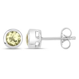 Vira Jewels Damen Paar Ohrstecker &raquo;925-Sterling Silber rhodiniert gl&auml;nzend Lemon Quartz gelb rund&laquo; wei&szlig;