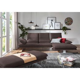 W.Schillig Ecksofa &raquo;broadway, Designsofa mit tollem Sitzkomfort, L-Form&laquo; Sitztiefenverstellung, Kopfteil- & Seitenteilverstellung, Breite 291cm braun 