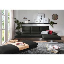 W.Schillig Ecksofa &raquo;broadway, Designsofa mit tollem Sitzkomfort, L-Form&laquo; Sitztiefenverstellung, Kopfteil- & Seitenteilverstellung, Breite 291cm grau 