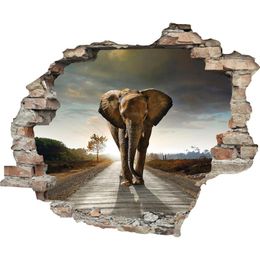 queence Wandtattoo &raquo;Elefant&laquo; Wandsticker, Wandbild, selbstklebend, 3D, Wanddurchbruch beige