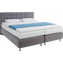 Westfalia Schlafkomfort Boxspringbett grau Microvelours (100% Polyester);Strukturstoff (77% Polyester und 23% Viskose);Bonnell-Federkern-Matratzenbezug: 100% Polyester;