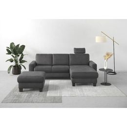 Home Affaire Ecksofa &raquo;Summer L-Form&laquo; mit Recamiere, mit oder ohne Bettfunktion und Bettkasten, Cord-Bezug grau 100% Polyester