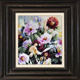 queence Leinwandbild &raquo;Blumen&laquo; Blumen Blumenbilder Garten Gartenbilder Kunst Stillleben Premium-Leinwandstoff, Handarbeit aus Deutschland, 40x40cm bunt