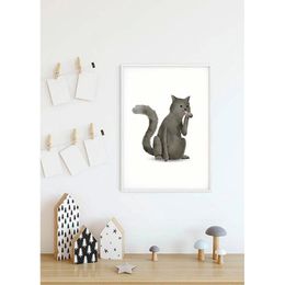 Komar Bild &raquo;Cute Animal Cat&laquo; Tiere 1 Stk. tlg. Wandbild zur Dekoration - ohne Rahmen bunt Holz, Papier