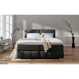 Home Affaire Boxspringbett &raquo;Wehma&laquo; inkl. Topper in 3 verschiedenen Matratzen, auch in Samtstoff grau Struktur fein (100% Polyester)