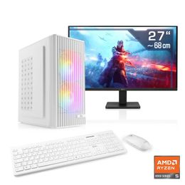 CSL PC-Komplettsystem &raquo;Spectrum V25229&laquo; 27 &prime;&prime; AMD Ryzen 5 GeForce RTX 4060 16 GB RAM 1.000 GB SSD wei&szlig; Inkl. 27 Zoll Full-HD Monitor, Maus, Tastatur, 