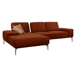 W.Schillig Ecksofa &raquo;run, Designsofa mit tollem Sitzkomfort, bequem, L-Form&laquo; mit Holzsockel, F&uuml;&szlig;e in Bronze pulverbeschichtet, Breite 279 cm orange 
