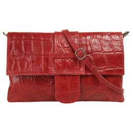 CLUTY Damen Abendtasche echt Leder, Made in Italy rot