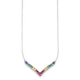 Bruno Banani Damen Kette mit Anh&auml;nger &raquo;Schmuck Geschenk Silber 925 Halsschmuck Halskette Regenbogen&laquo; mit Zirkonia (synth.) silber