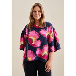 Seidensticker Damen Seidensticker Shirtbluse &raquo;Schwarze Rose&laquo; Kurzarm Rundhals Floral blau 7XL (54)