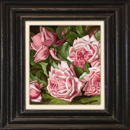 queence Leinwandbild &raquo;Blumen&laquo; Blumen Blumenbilder Garten Gartenbilder Kunst Stillleben Premium-Leinwandstoff, Handarbeit aus Deutschland, 40x40cm rosa