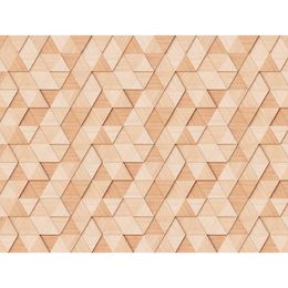 Livingwalls living walls Fototapete &raquo;The Wall&laquo; 3D-Optik geometrisch matt glatt Fototapete Geometrisch Tapete 3D Tapeten Wohnzimmer modern Flur Design beige Vinyl,