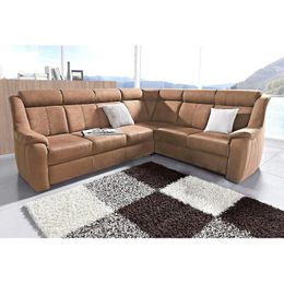 Sit & More sit&more Ecksofa &raquo;Basel L-Form&laquo; wahlweise mit Relaxfunktion braun Altara Nubuck , Luxus-Microfaser (100% Polyester;PRIMABELLE -Microfaser, Luxus-