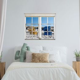 queence Wandsticker &raquo;Strandk&ouml;rbe&laquo; Wandsticker, Wandbild, selbstklebend, 3D, Fenster blau