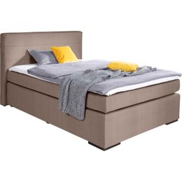 Alina Boxspringbett &raquo;Nikki&laquo; inklusive Matratze und Topper, F&uuml;&szlig;e schwarz braun Struktur fein XBO (100% Polyester)