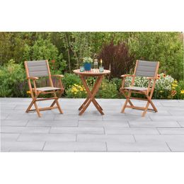 Merxx Garten-Essgruppe &raquo;&raquo;Acapulco&laquo;&laquo; Set, Ge&ouml;ltes Akazienholz, gepolsterte Sitz- und R&uuml;ckenfl&auml;che, 3 Stk. tlg. Tisch klappbar: &Oslash;x H: 65x75 cm grau 