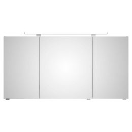 Badezimmerspiegelschrank &raquo;Serie 4010 Badezimmer-Spiegelschrank inkl. LED-Aufsatzleuchte&laquo; Badschrank 140 cm breit, 3 T&uuml;ren, 6 Glas-Einlegeb&ouml;den, inkl 
