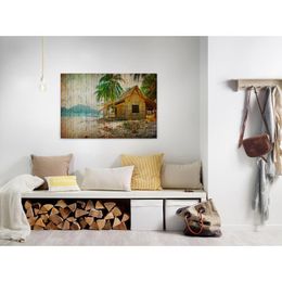 A.S. Cr&eacute;ation Leinwandbild &raquo;tahiti&laquo; Kunst Meer Strand 1 Stk. tlg. Keilrahmen Bild Insel Leinwand-Bild Wohnzimmer modern Wandbild Kinder gr&uuml;n Holz, Stahl
