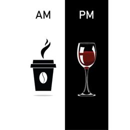 queence Wanddekoobjekt &raquo;AM PM - Kaffeebecher und Wein&laquo; Stahlschild, Blechschild, Spruch, Witzig, Wanddeko, retro, 20x30cm schwarz Stahl