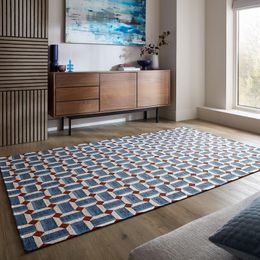 FLAIR RUGS Teppich &raquo;Lennox Geometric&laquo; rechteckig 1 mm H&ouml;he blau Baumwolle, Kunstfaser
