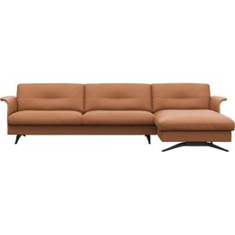 FLEXLUX Ecksofa &raquo;Glow, super bequem durch hochwertigem Sitzaufbau mit Federkern, L-Form&laquo; Modernes skandinavisches Design braun 100% Echteder