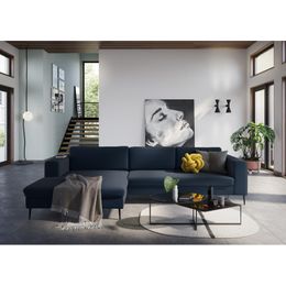DOMO collection Ecksofa &raquo;Modica, zeitlos und elegant, L-Form&laquo; moderne Optik mit extrabreiter Recamiere, auch in Cord blau