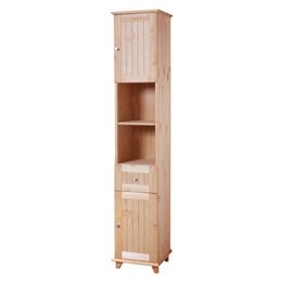 Welltime Hochschrank &raquo;Venezia Landhaus&laquo; Badm&ouml;bel, aus massiver Kiefer, 2 T&uuml;ren, 1 Schublade, Breite 33 cm beige Massivholz