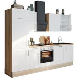 KOCHSTATION K&uuml;che &raquo;KS-Ahus&laquo; 280 cm breit,wahlweise mit E-Ger&auml;ten,MDF Fronten, Soft Close Funktion wei&szlig;