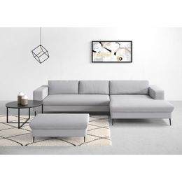 DOMO collection Ecksofa &raquo;Modica, zeitlos und elegant, L-Form&laquo; moderne Optik mit extrabreiter Recamiere, auch in Cord silber