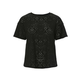 Pieces Damen Pieces Kurzarmshirt &raquo;PCABBY SS BROD ANG TEE NOOS BC&laquo; aus Lochspitze schwarz XS