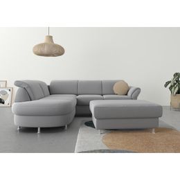 Sit & More sit&more Ecksofa &raquo;Apulia L-Form&laquo; wahlweise Bettfunktion, Bettkasten und Kopf- und Armteilverstellung grau Webstoff (100% Polyester);Struktur weich (90