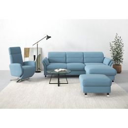Sit & More sit&more Ecksofa &raquo;Grenoble L-Form mit Federkern&laquo; wahlweise mit Bettfunktion, Bettkasten, Arm- und Kopfteilverstellung blau