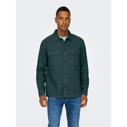 Only & Sons Only & Sons Damen ONLY & SONS Langarmhemd &raquo;ONSOLIVER TWILL OVERDYE OVERSHIRT BF&laquo; gr&uuml;n M, N-Gr