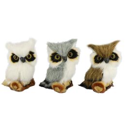 I.GE.A. Dekofigur &raquo;Tierfigur mini Eule 3er Set&laquo; Aus Kunstfell Vogel Dekovogel Statue Ornament Pelz Pl&uuml;schtier Waldtier wei&szlig; Polyester