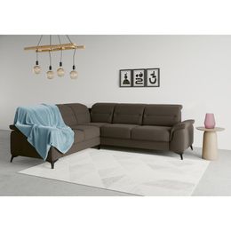 Sit & More sit&more Ecksofa &raquo;Sinatra L-Form&laquo; optinal mit Kopfteilverstellung und Armteilfunktion, Metallf&uuml;&szlig;e braun 90% Polyester, 10% Polyamid