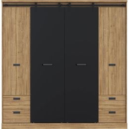 FORTE Kleiderschrank B/H/T ca. 203,2x208,4x61 cm schwarz Holzwerkstoff